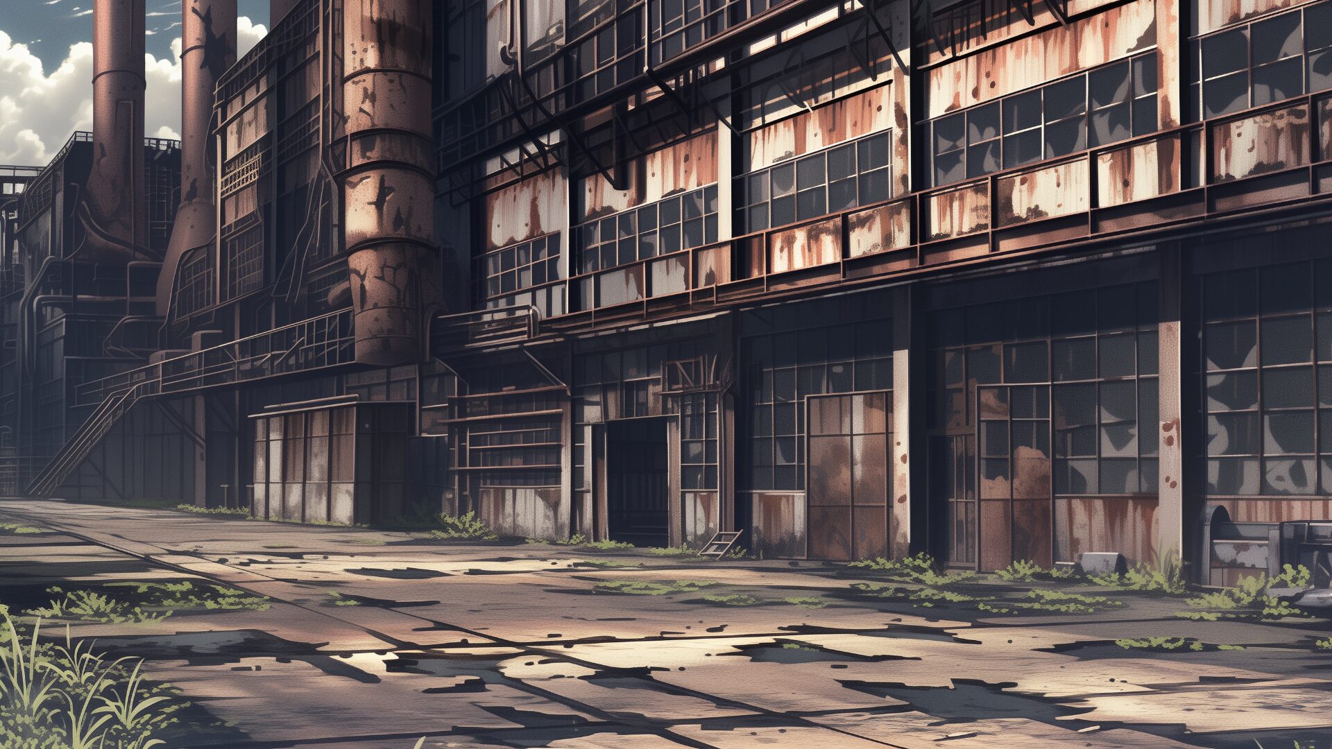 廃墟┃工場の外観(7枚) | こよりの素材箱