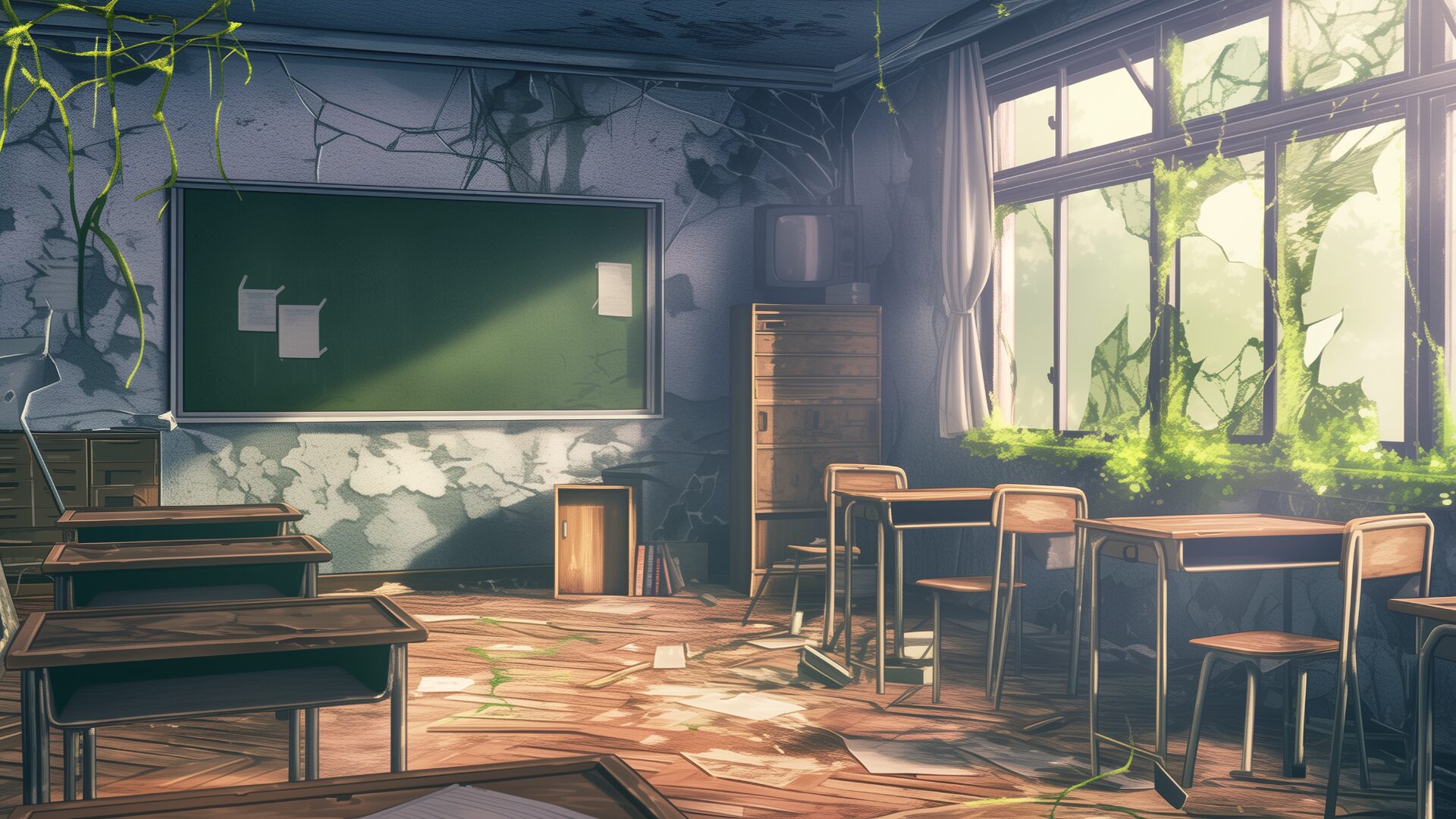 廃墟┃学校の教室(7枚) | こよりの素材箱