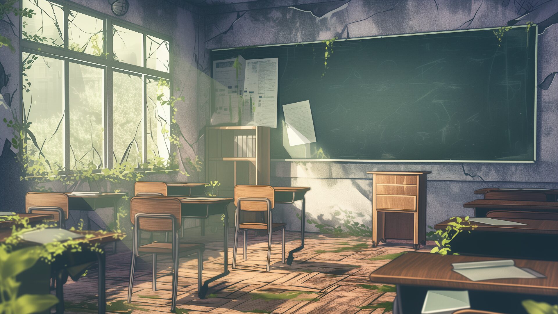 廃墟┃学校の教室(7枚) | こよりの素材箱