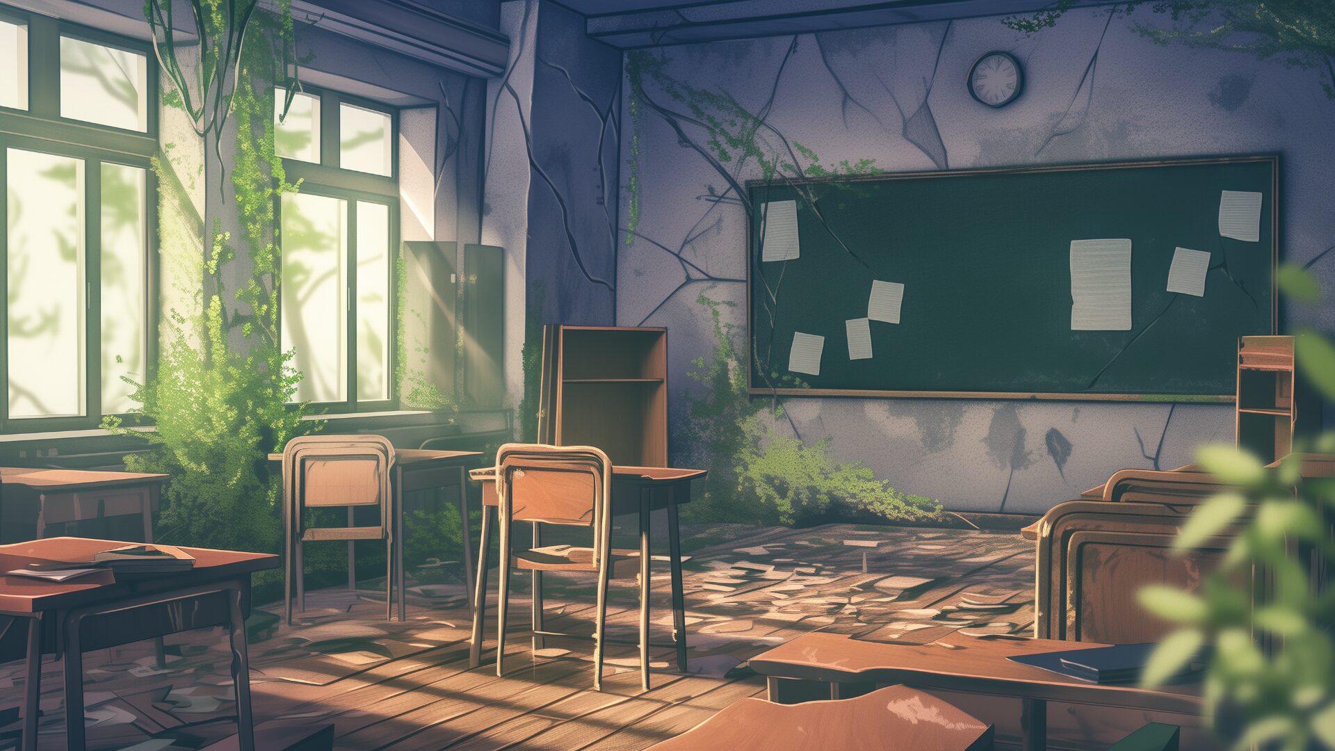 廃墟┃学校の教室(7枚) | こよりの素材箱