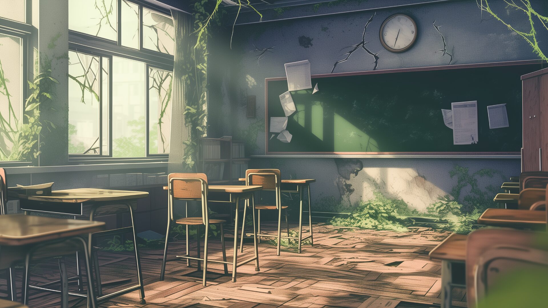 廃墟┃学校の教室(7枚) | こよりの素材箱