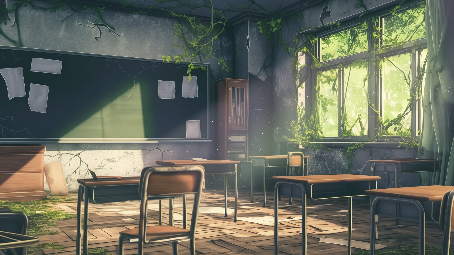 廃墟┃学校の教室(7枚) | こよりの素材箱